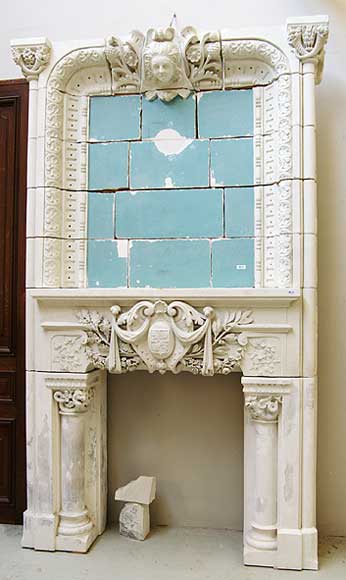Tuffeau stone fireplace mantel and overmantel - Stone