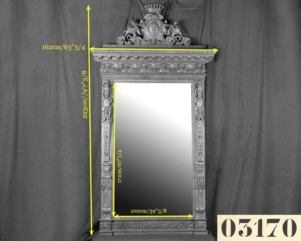 The monumental mirror coming from an exceptional furniture set realized ...