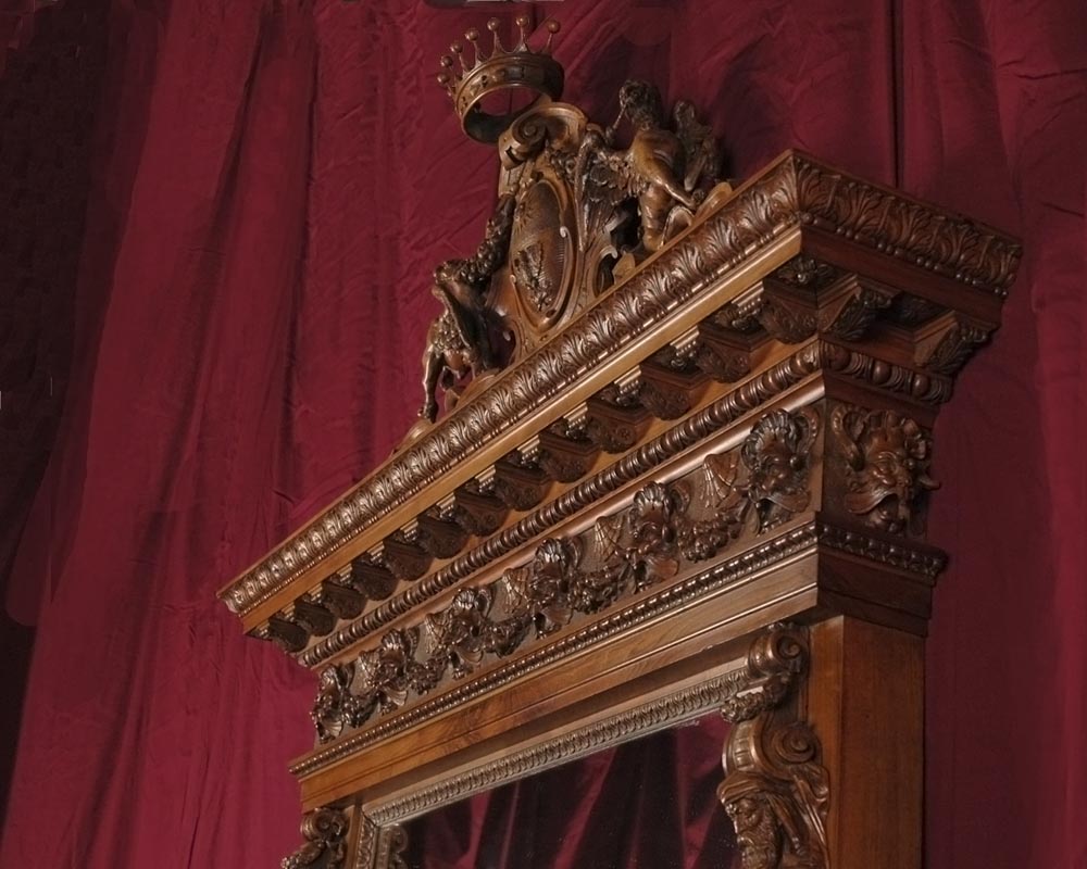 The monumental mirror coming from an exceptional furniture set realized ...