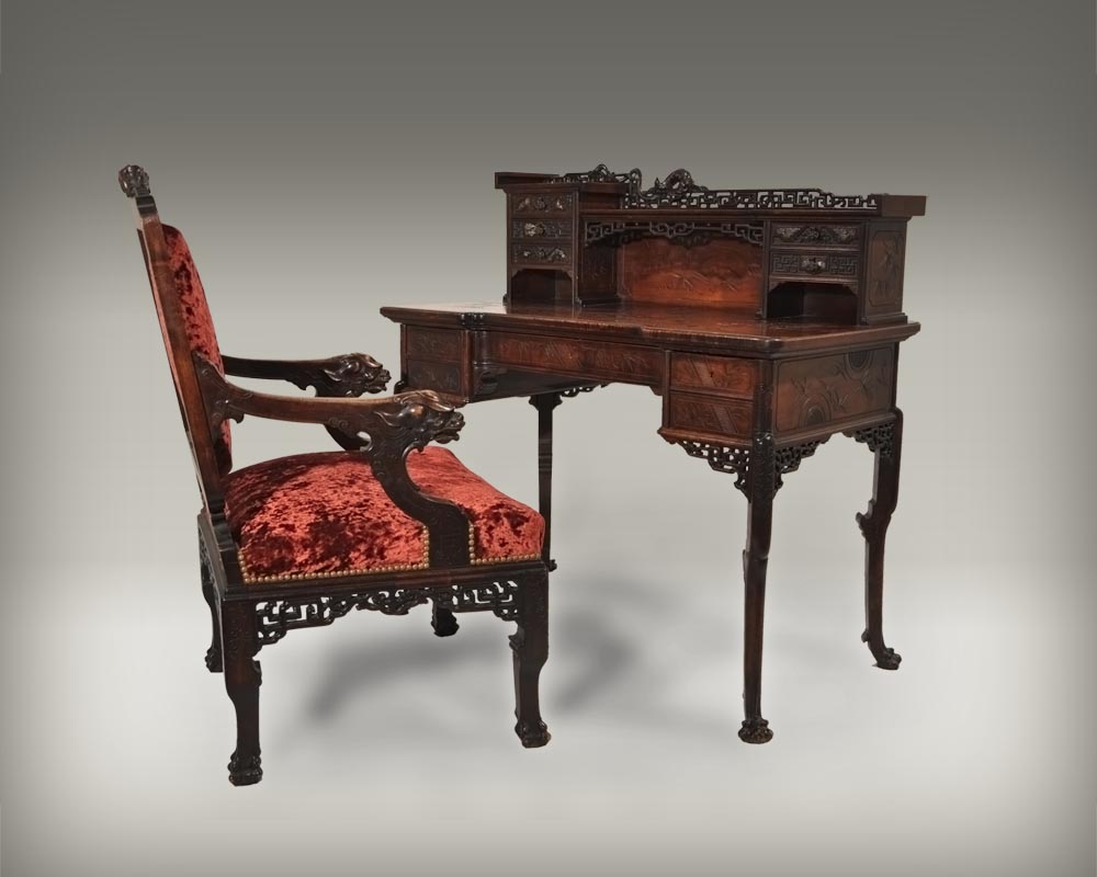 Gabriel VIARDOT, Tiered desk and its armchair - Bookcases, desks, Vitrines
