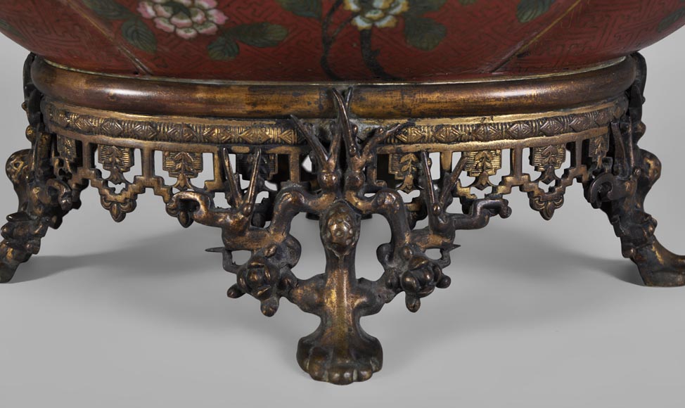 Ormolu mounted and red cloisonne enamel cache-pot - Objects