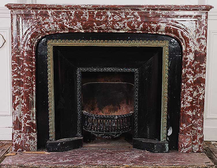 Red 'Rouge de Caune' marble fireplace mantle - Marble