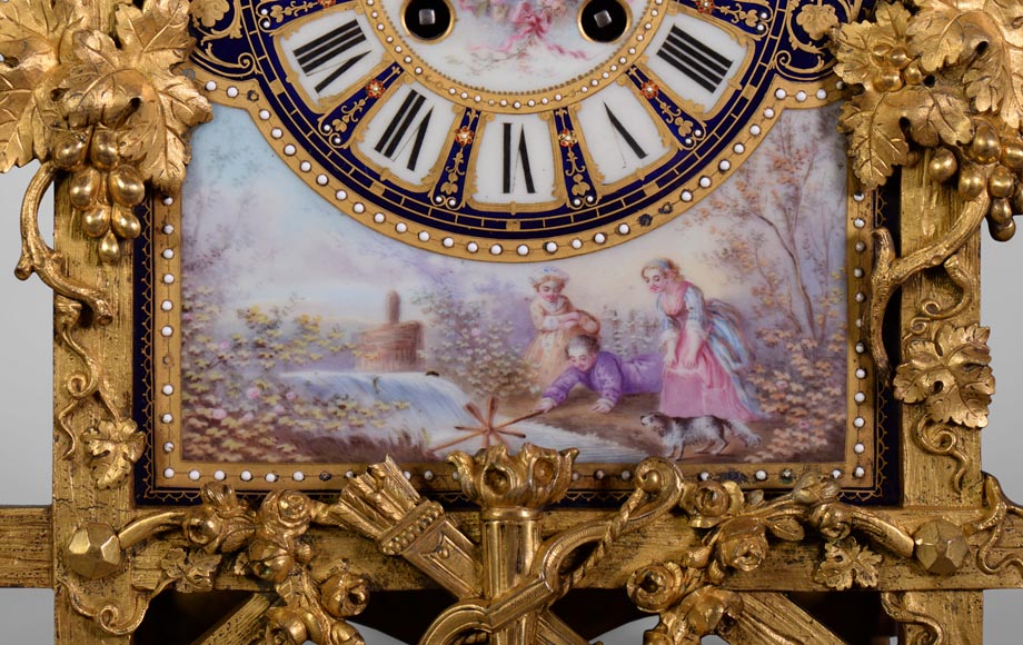 A Napoleon III style clock made out of porcelain and gilded bronze ...