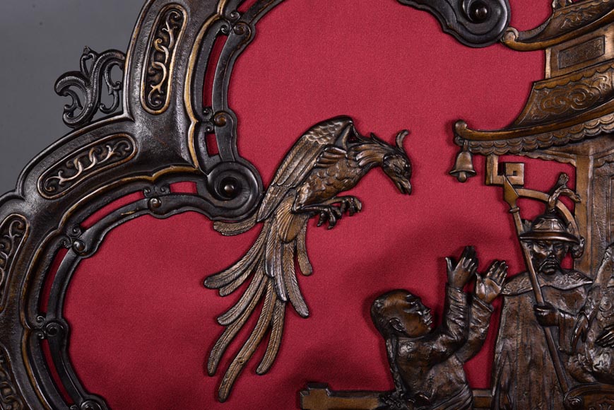 Maison MARNYHAC (att. to) - Antique Chinese style firescreen in brown ...