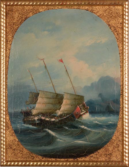 Nam Cheong (active 1845-1870) - Set of four oils on canvas representing ...