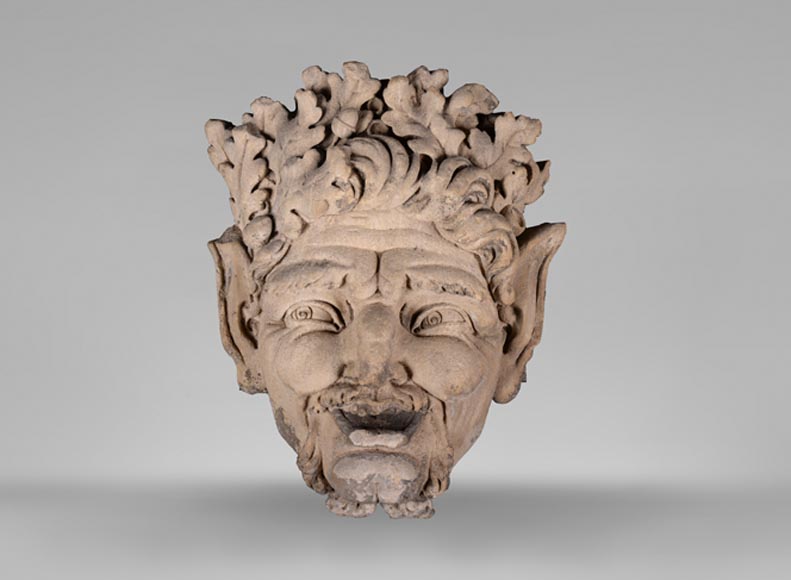 Large fountain mask in stone with a satyr, early 19th century ...