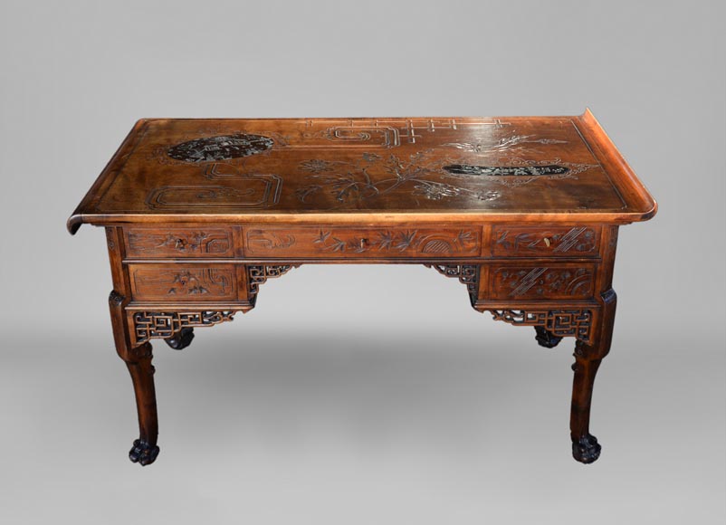 Gabriel VIARDOT (1830-1906) - Japanese style desk with mother-of-pearl ...