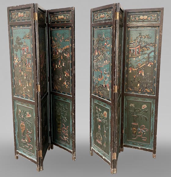 Pair of Chinese screens - Bookcases, desks, Vitrines