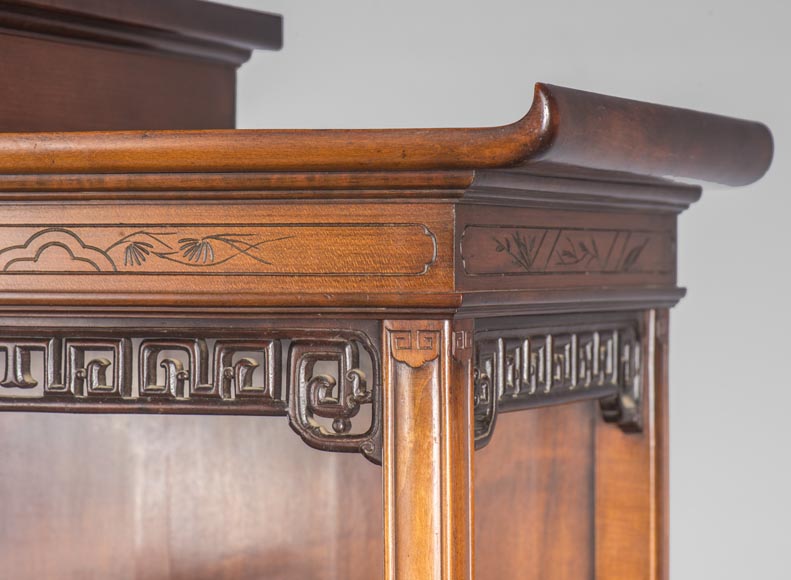 Japanese style presentation cabinet with ivory and lacquer decoration ...