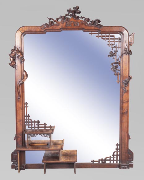Large japanese style mirror with dragon - Overmantels and mirrors