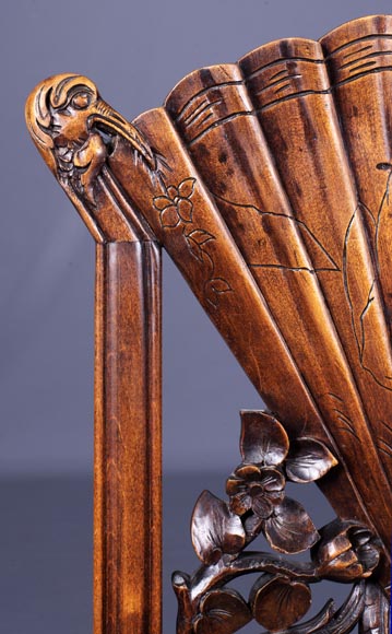 Maison Soubrier, Pair of chairs with fan-shaped backs - Seating ...