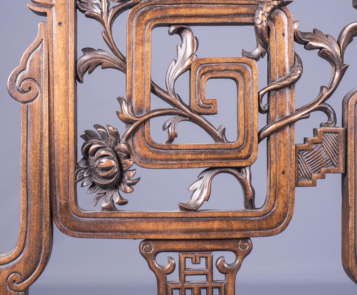 Pair of chair with openwork backseat in the taste of Japan - Seating ...
