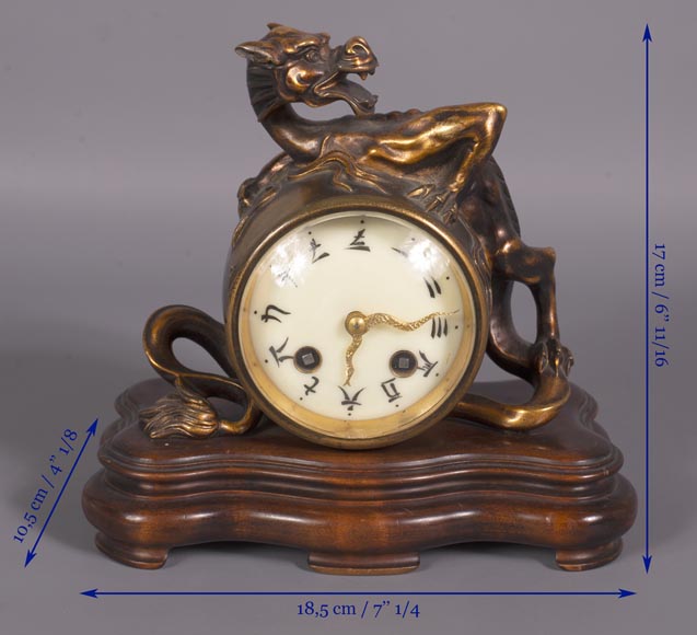 Japanese bronze dragon clock - Clocks, garnitures