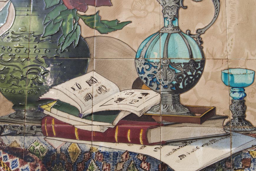 Glazed ceramic panel representing a still-life - Ceramic, porcelain ...