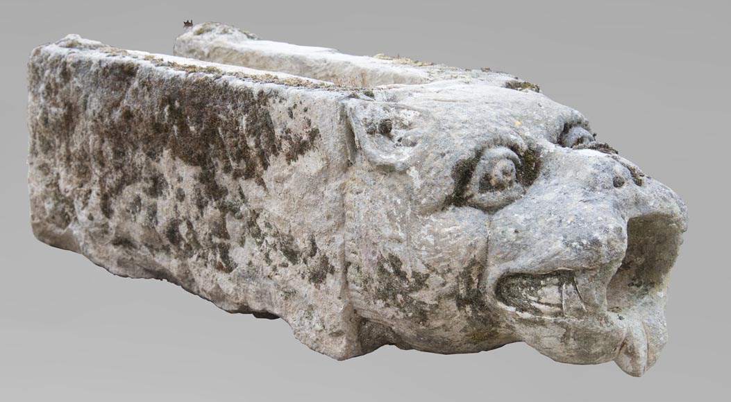 Tiger's head, old stone gargoyle - Monumental and structures