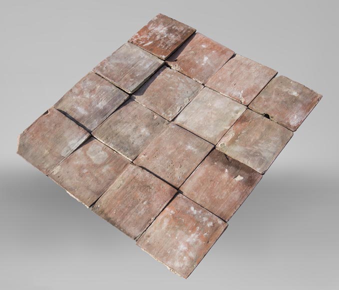 Little set of terracotta floor tiles in square shape - Floors
