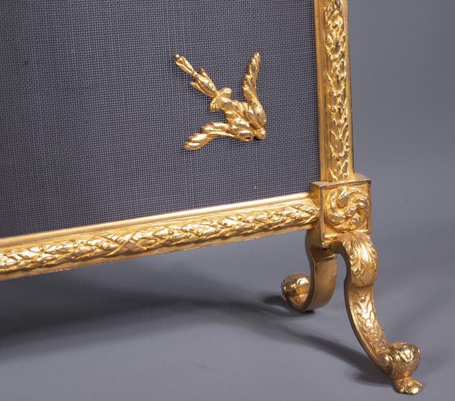 Fire screen in gilt bronze with Satyr mask - Fire screen