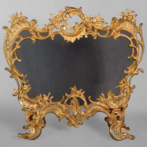 Rare antique Japanese style fire screen in gilt bronze in imitation of ...