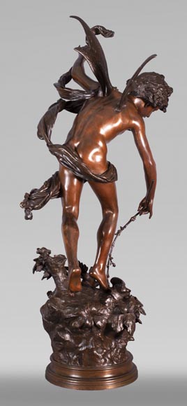 Luca MADRASSI (1848-1919) - "Puck" bronze with medal patina - Sculpture