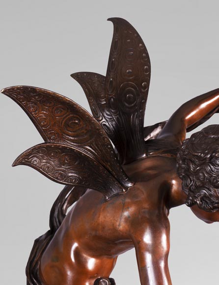Luca MADRASSI (1848-1919) - "Puck" bronze with medal patina - Sculpture