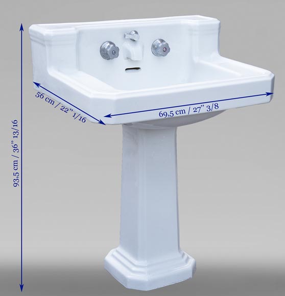 Earthenware washbasin on column - Architectural elements, staircase ...