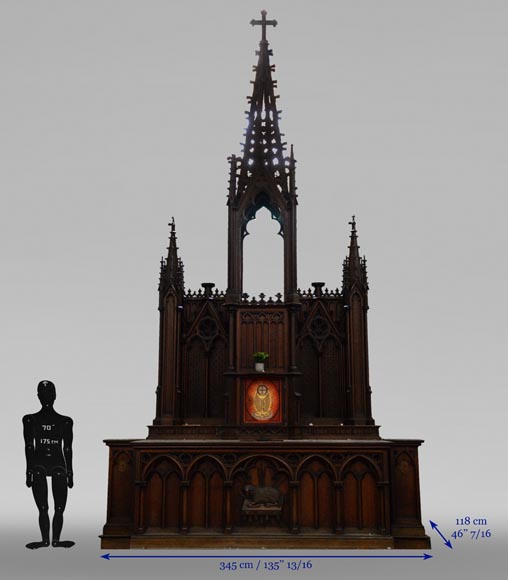 Large church altar and in Neo-Gothic style, made of oak - Architectural ...