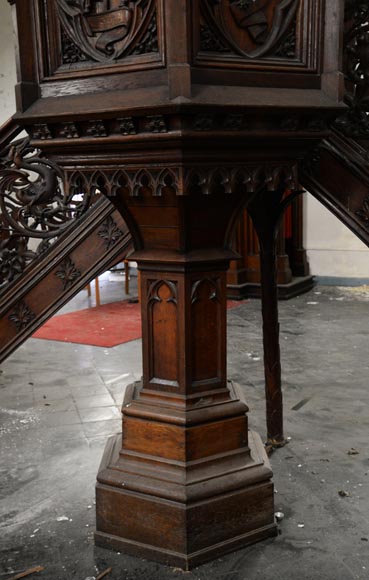 Oak preaching pulpit - Architectural elements, staircase, columns