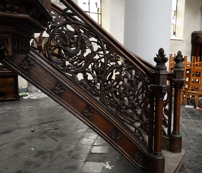 Oak preaching pulpit - Architectural elements, staircase, columns