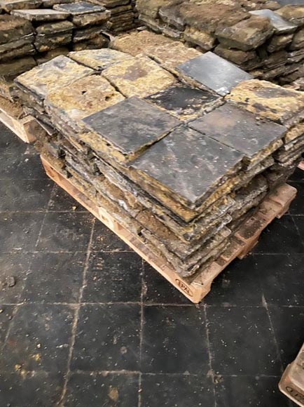 Large set of black stone slabs from Soignies - Floors