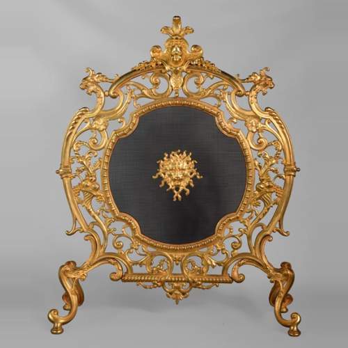Rare antique Japanese style fire screen in gilt bronze in imitation of ...
