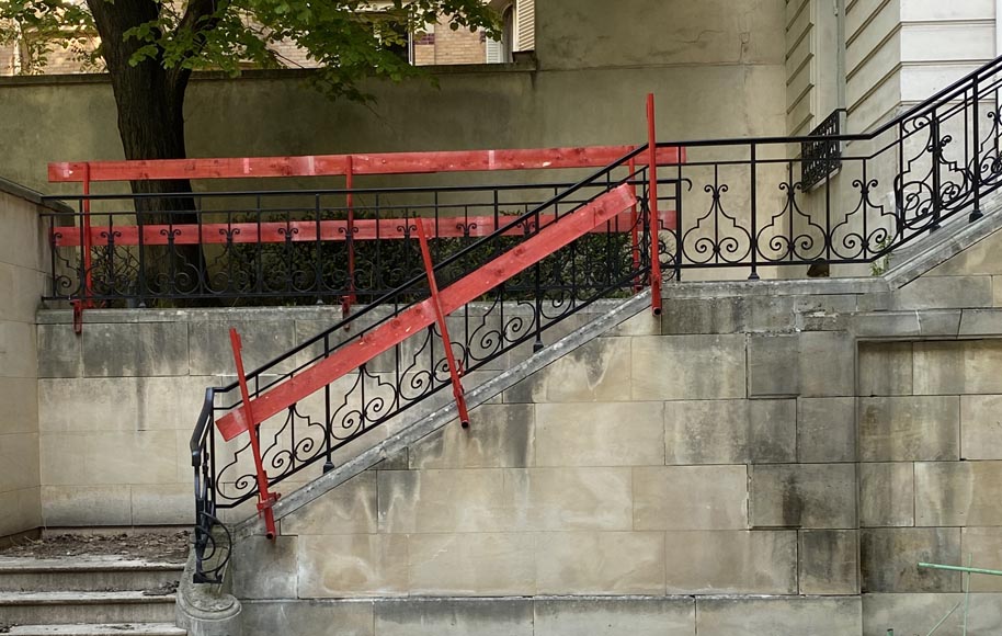 Lot of cast iron guardrails for monumental stairs, end of 19th century ...