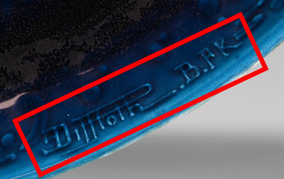 Émile DIFFLOTH for the Boch Frères factory, pair of dishes decorated ...