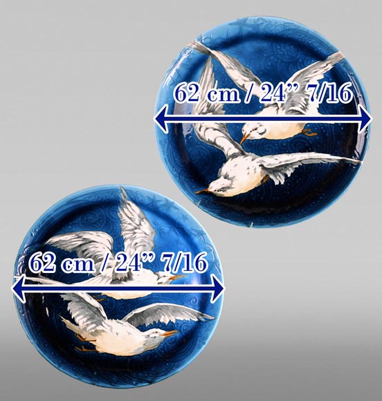 Émile DIFFLOTH for the Boch Frères factory, pair of dishes decorated ...