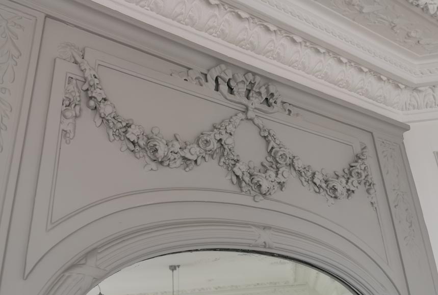 Louis XVI style trumeau with a crown and garlands of flowers ...