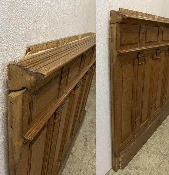 Series of about 10 linear meters of paneled room's bases in oak with ...