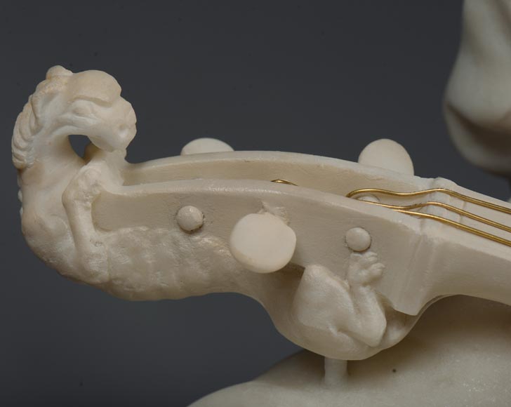 René ROZET « Young musician with a mandolin », statuary marble ...