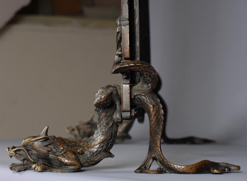 Maison MARNYHAC (att. to) - Antique Chinese style firescreen in bronze ...