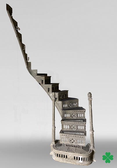 Double Quarter-Turn Staircase and Walkway in Cast Iron and Wrought Iron ...