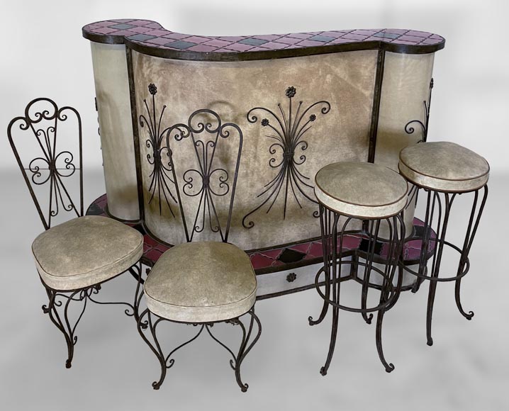 Italian counter with chairs, 70s - Antique Dining Room Sets