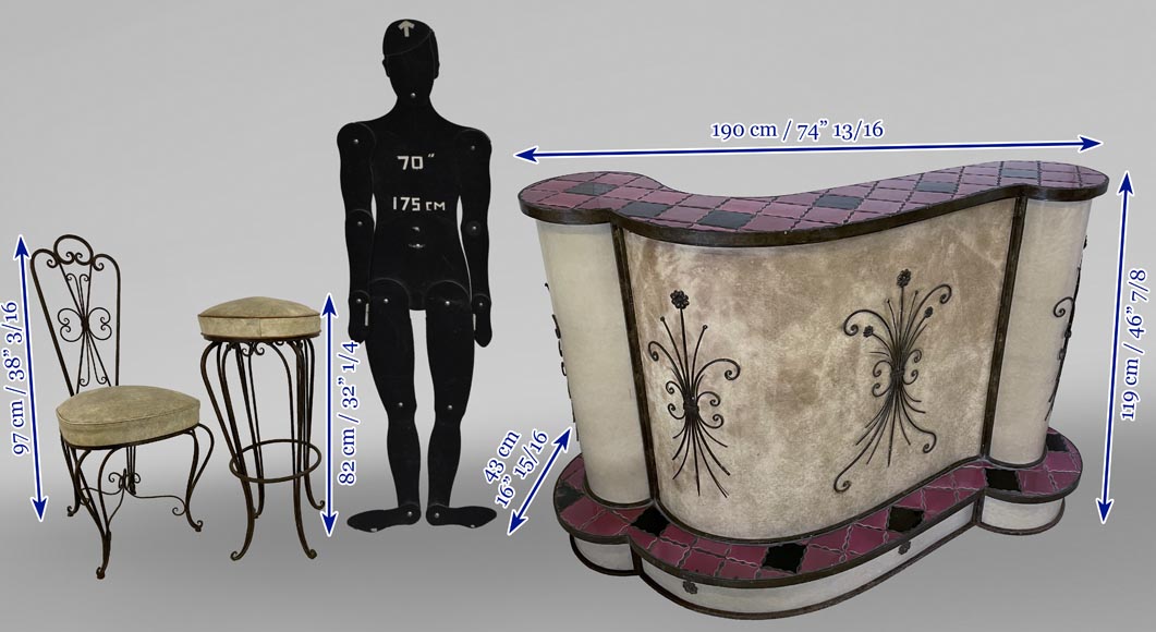 Italian counter with chairs, 70s - Antique Dining Room Sets