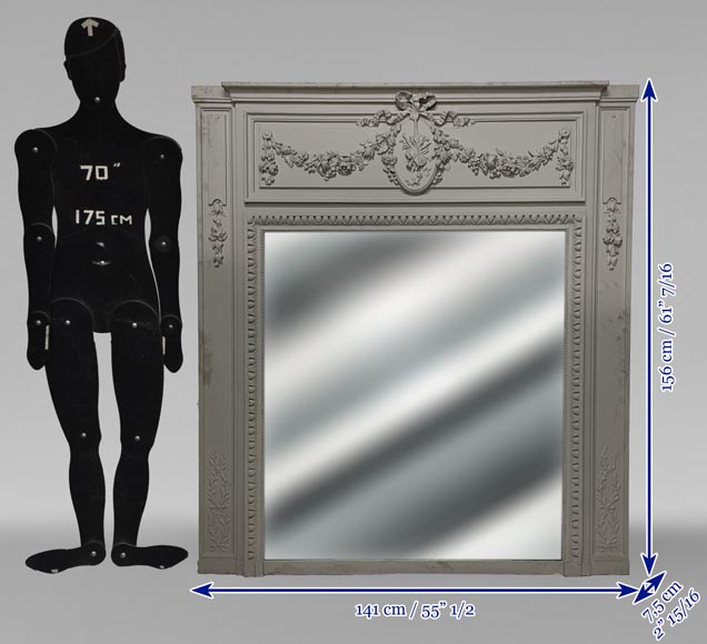 Louis XVI style overmantel with oval violin medallion and flower ...