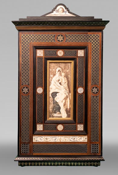 C. GASPARINI, Inlaid Wall Cabinet Decorated With A Virgin And Child ...