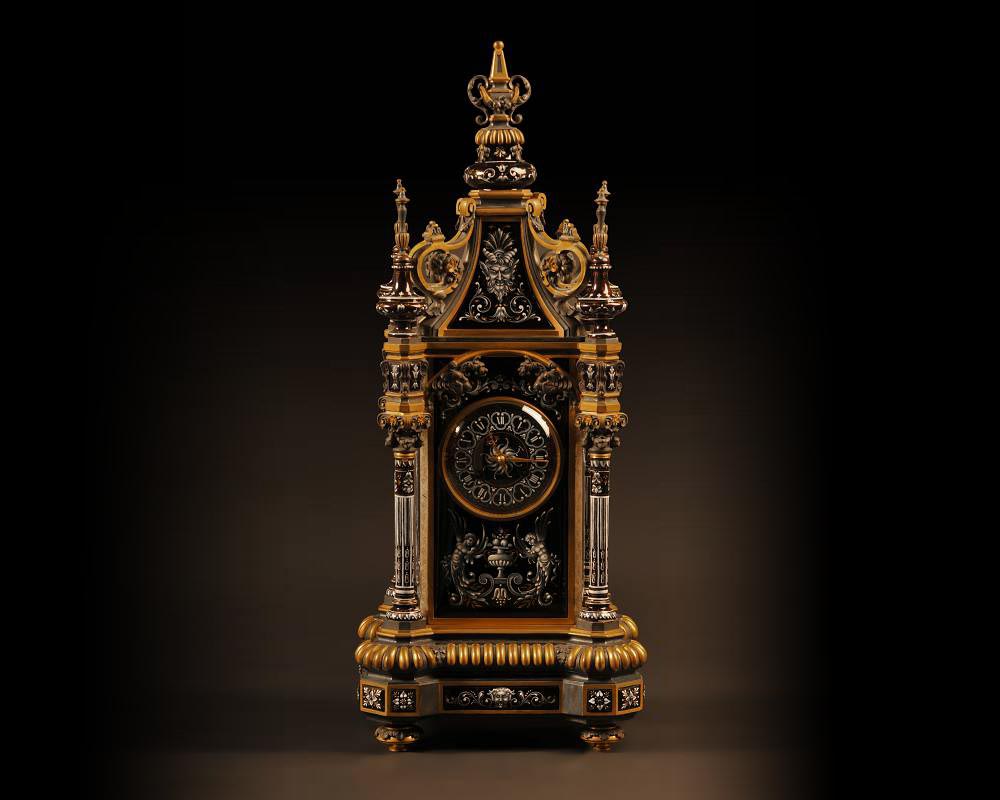 Paul SOYER, Bronze, Gilded Bronze and Enameled Clock, circa 1860 ...