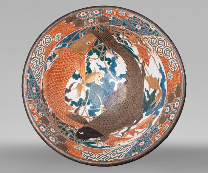 Alphonse Giroux, the Japonism style koi carp bowl - Ceramic, porcelain ...