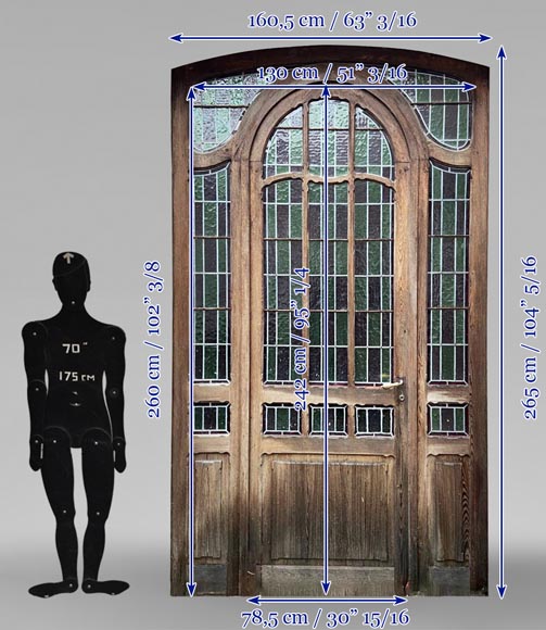 Porte d'entrée et son entourage à vitraux - Portes