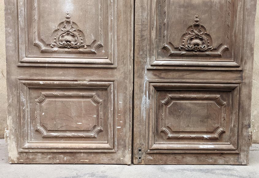 Napoleon III-style oak double door with shell decoration - Doors