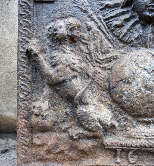 Louis XIV fireback with two lions, 1673 - Firebacks