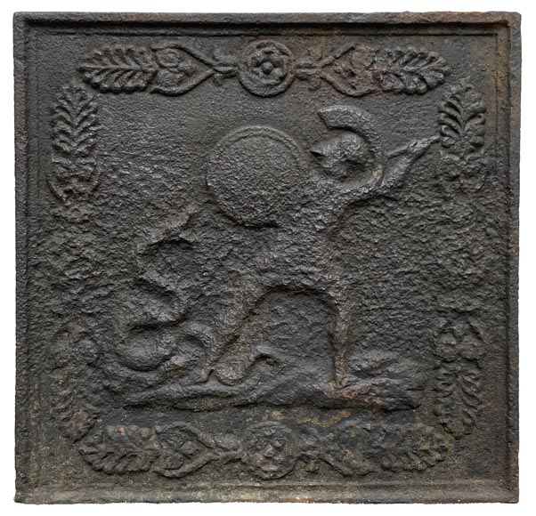 19th century fireback representing a mythological battle scene - Firebacks