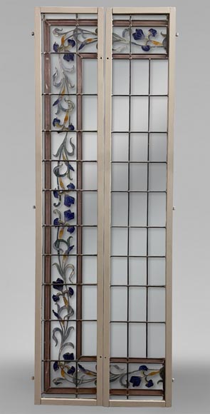 Stained glass windows with plant frieze - Stained glasses