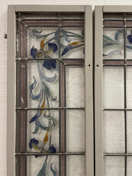 Stained glass windows with plant frieze - Stained glasses
